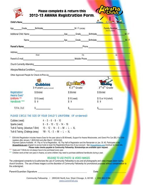 AWANA Registration Brochure - Community Fellowship