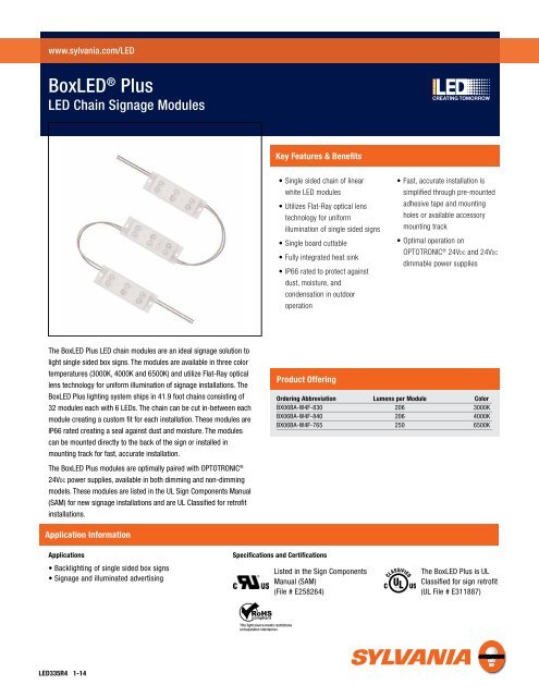 BoxLED Plus LED Chain Signage Modules - Osram Sylvania