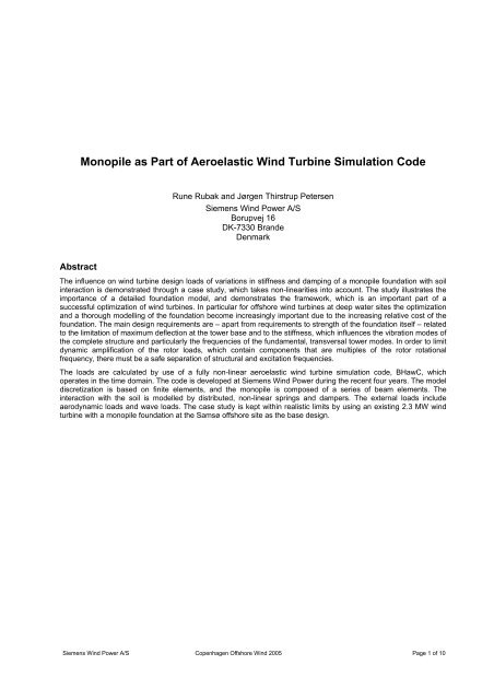 Monopile as Part of Aeroelastic Wind Turbine Simulation Code