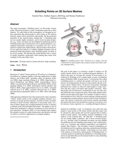 Schelling Points on 3D Surface Meshes - Graphics - Princeton ...
