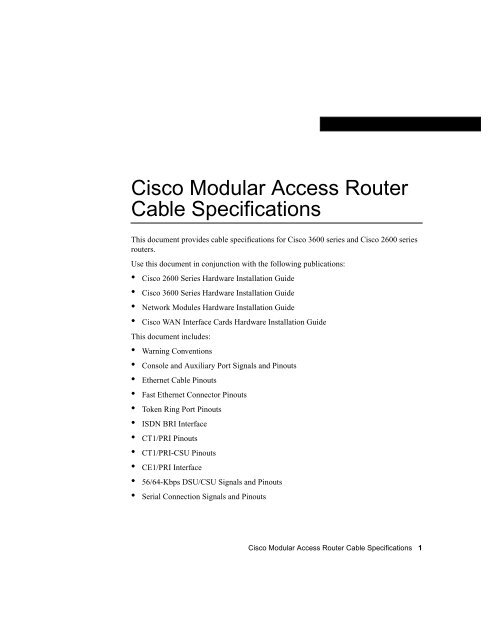 Cisco Modular Access Router Cable Specifications - Optimum Data ...