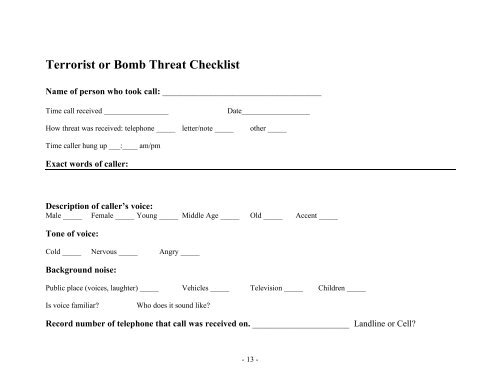 Terrorist Bomb Threat