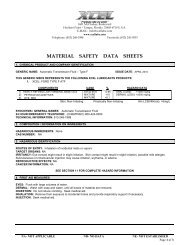 MATERIAL SAFETY DATA SHEETS - Xcel Lubricants