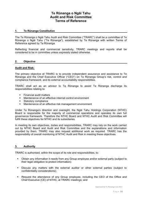 Audit and Risk Committee - Ngai Tahu