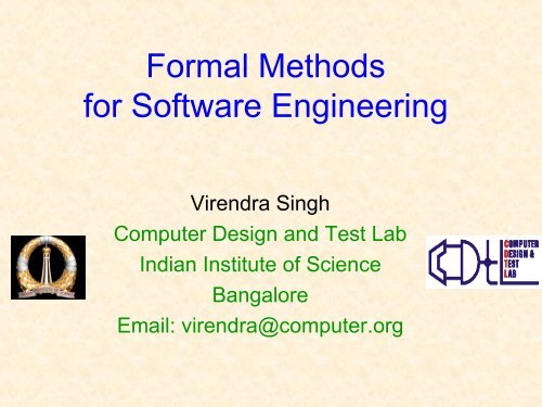Introduction to Formal Methods for Software Engineering Introduction to Formal Methods for Software Engineering