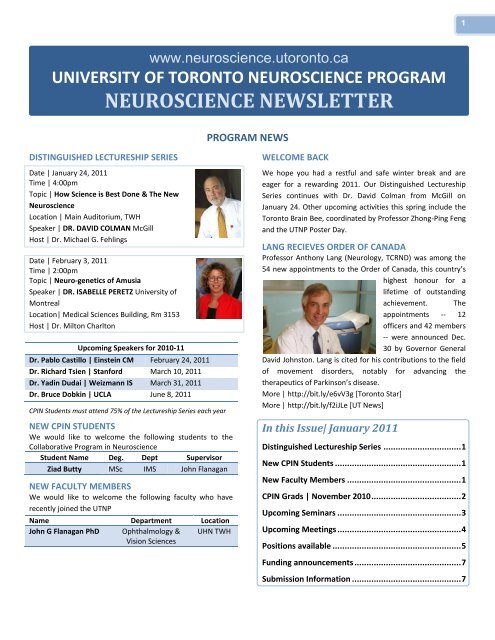 Vol.27 Num(4) - Program in Neuroscience, University of Toronto