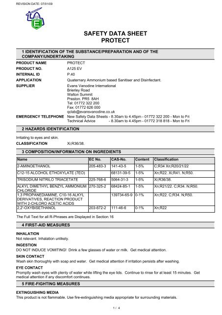 SAFETY DATA SHEET PROTECT - My Supply Chain