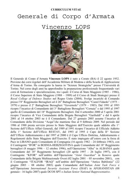 CURRICULUM VITAE Gen. C.A. LOPS.pdf - Informazione.it