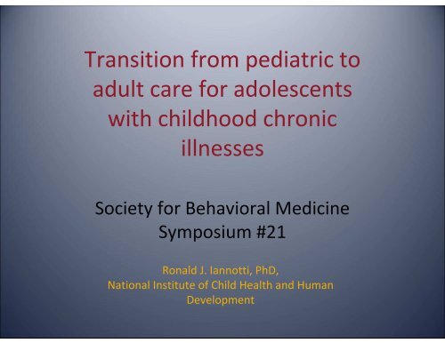 Ronald J. Iannotti, PhD - Society of Behavioral Medicine