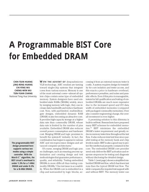 A Programmable Bist Core For Embedded Dram Laboratory For