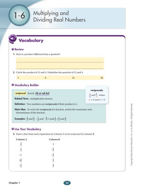 Multiplying and Dividing Real Numbers