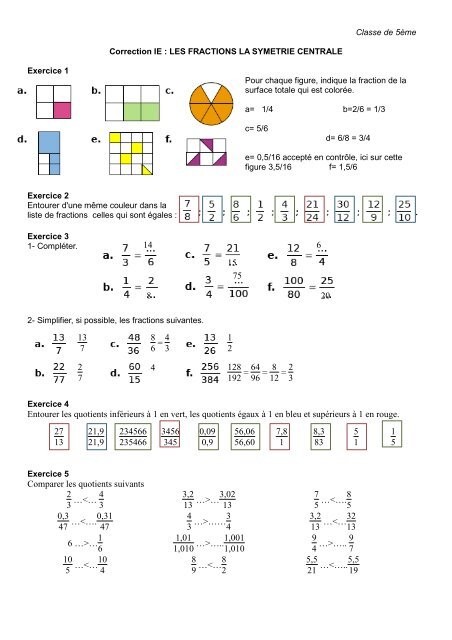 fractions supérieures à 1 exercices cm1