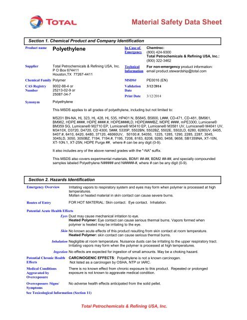 Polyethylene - Total Refining & Chemicals