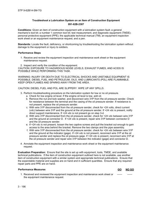 STP 9-62B14-SM-TG Trouble