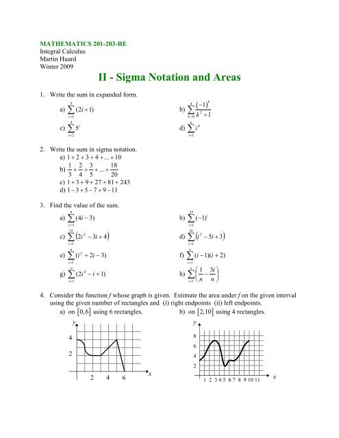 II - Sigma Notation and Areas - SLC Home Page