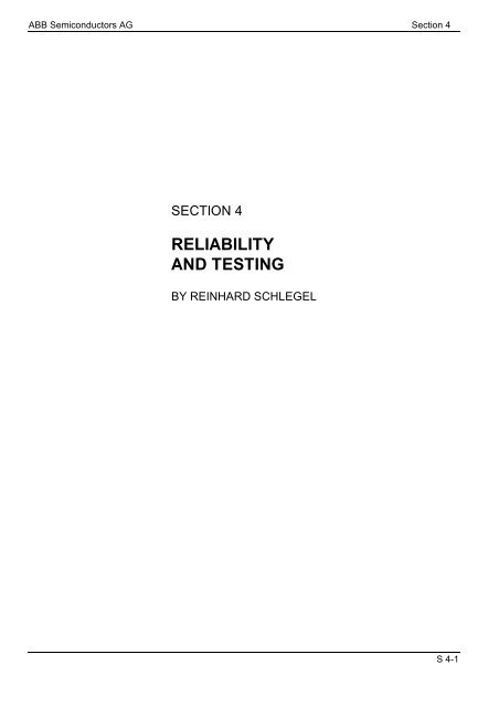 RELIABILITY AND TESTING - Abb
