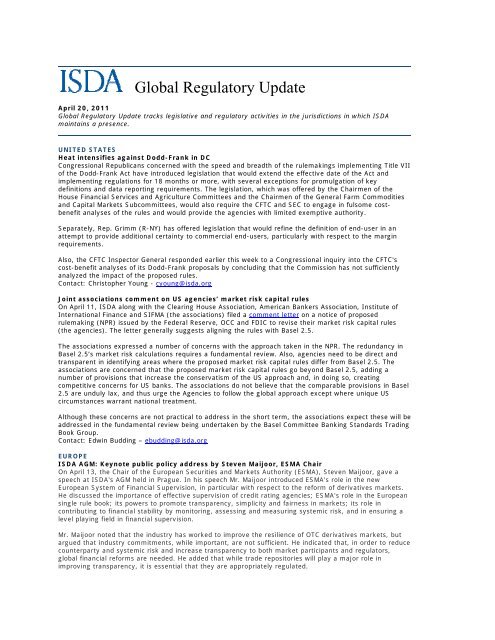 Global Regulatory Update - ISDA