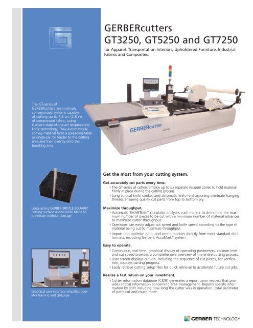 GERBERcutters GT3250, GT5250 and GT7250 - Amatec