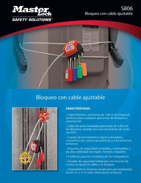 Cable de bloqueo ajustable - S806 - Master Lock Safety