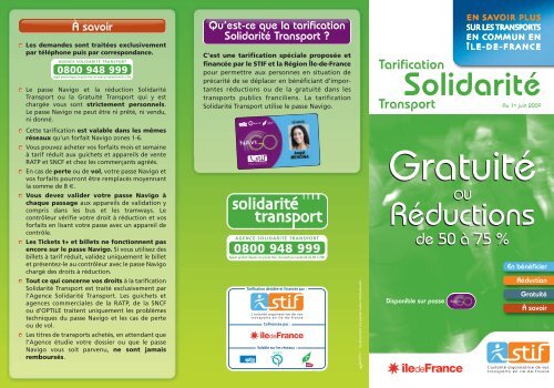 Guide tarification SolidaritÃ© transport - Ville de Stains