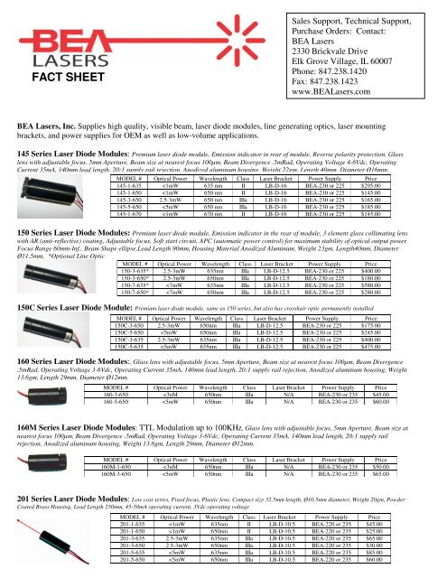 FACT SHEET - BEA Lasers