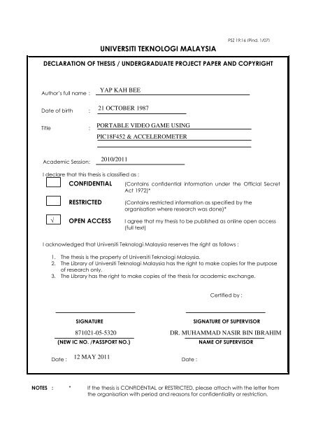 universiti teknologi malaysia - Faculty of Electrical Engineering - UTM