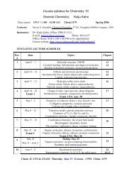 Course Syllabus -- General Chemistry II Chemistry 212, Section 003 ...