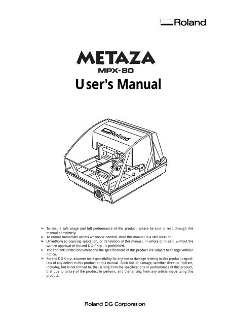 MPX-80 Manual - Metaza.com
