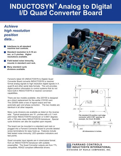 INDUCTOSYN Analog to Digital I/D Quad Converter Board