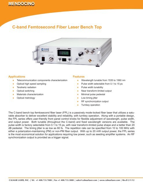 Data Sheet - Calmar Laser