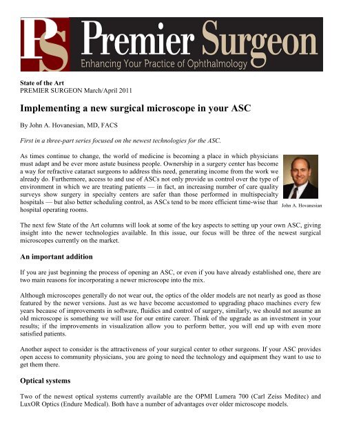 Implementing a new surgical microscope in your ASC - TrueVision ...