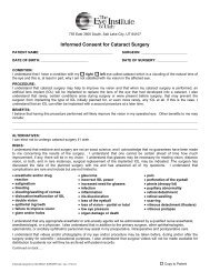 Custom Cataract Surgery Brochure - The Eye Institute