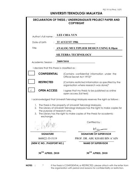 universiti teknologi malaysia - Faculty of Electrical Engineering - UTM