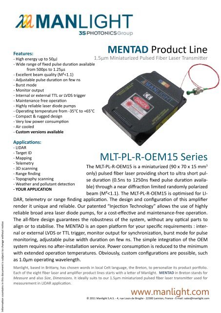 MENTAD fiber laser.pdf - RPMC Lasers