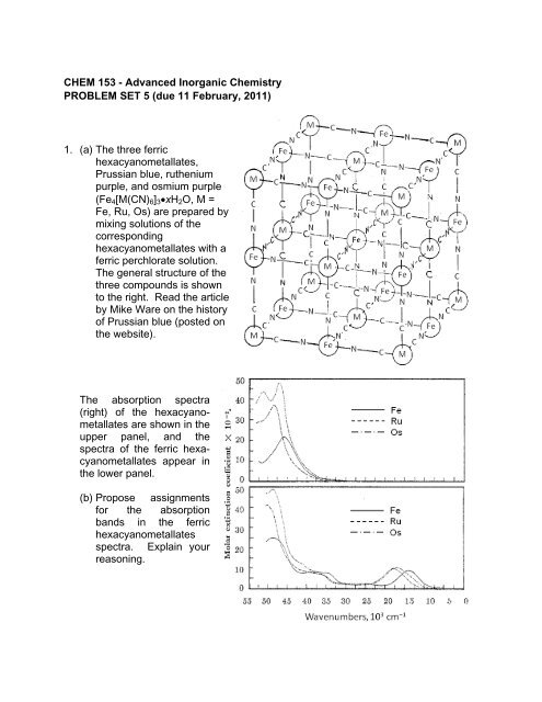 CHEM 153 - Advanced Inorganic Chemistry PROBLEM SET 5 (due ...