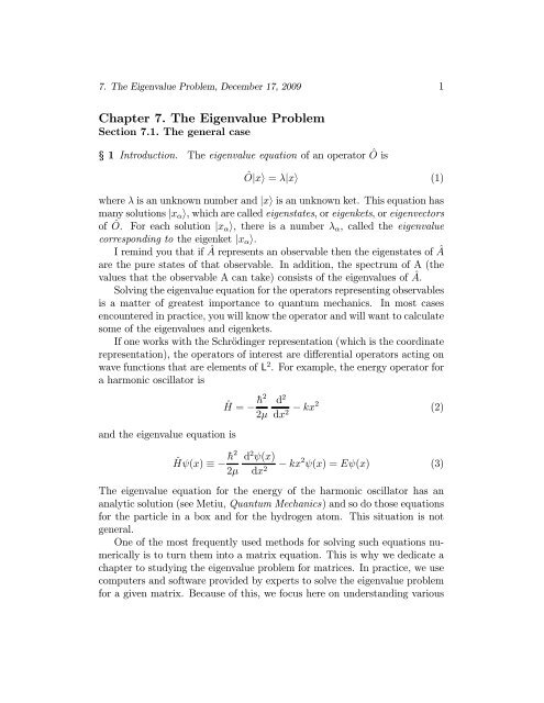 Chapter 7. The Eigenvalue Problem