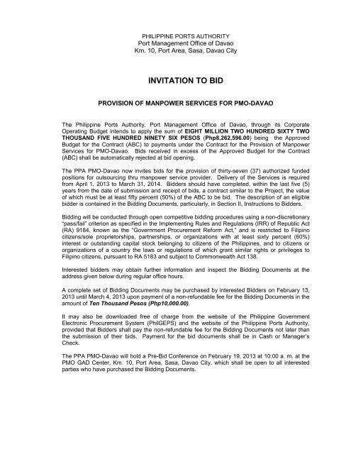 REPUBLIC OF THE PHILIPPINES - Philippine Ports Authority