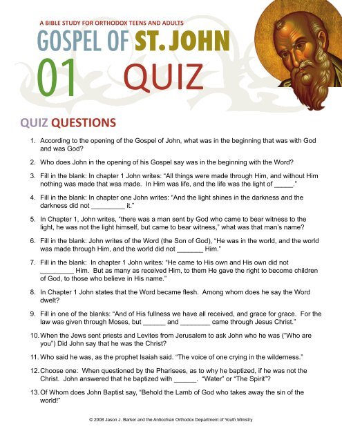 John Bible Study Questions John Bible Study Questions