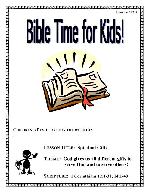 LESSON TITLE: Spiritual Gifts THEME: God gives us all ... - CCQ