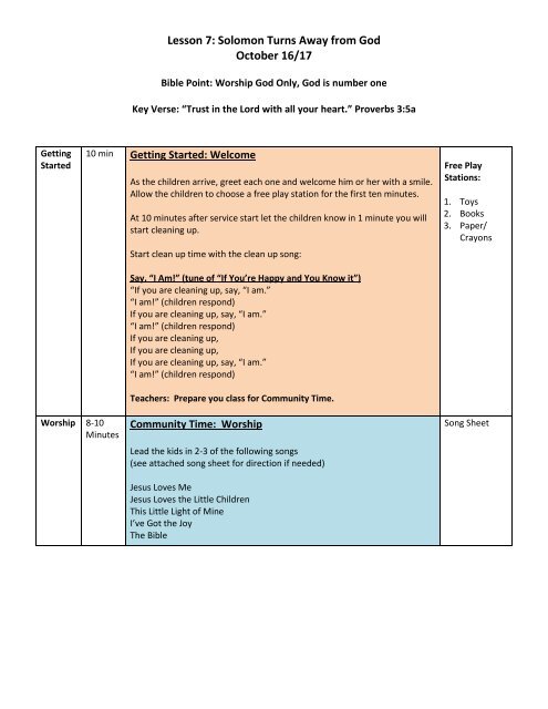 Lesson 7: Solomon Turns Away from God October 16/17 - Loop Kids
