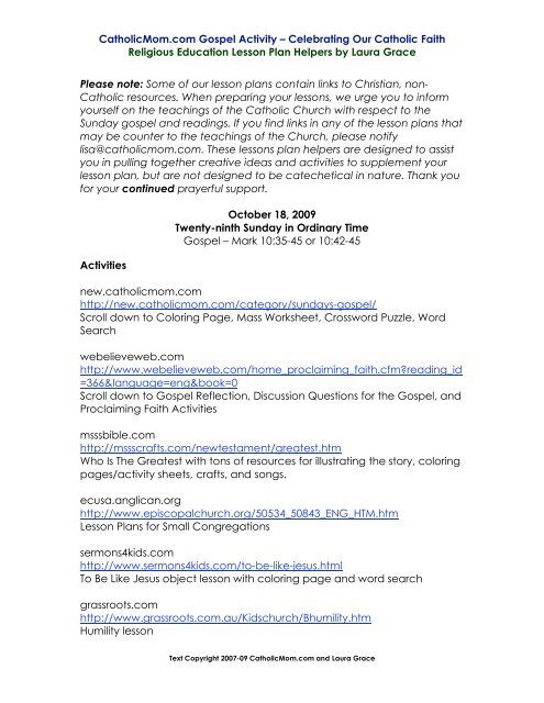 Lesson Plan - CatholicMom.com