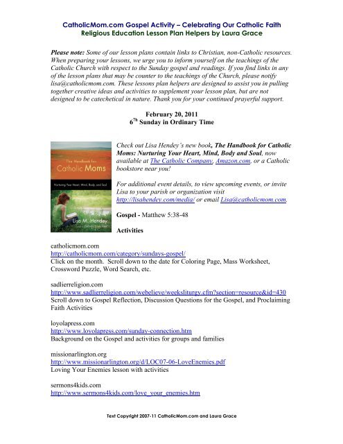Lesson Plan - CatholicMom.com