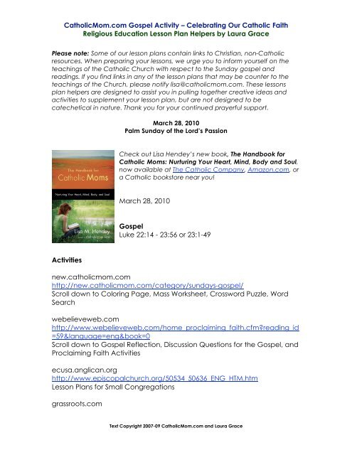 Lesson Plan - Catholic Mom