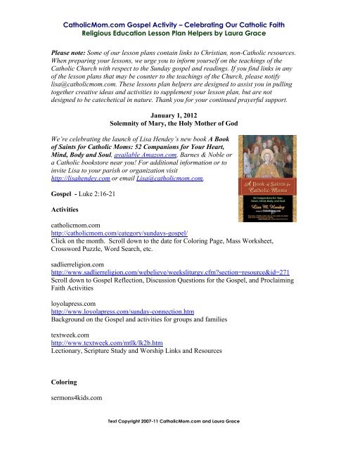 Lesson Plan - Catholic Mom