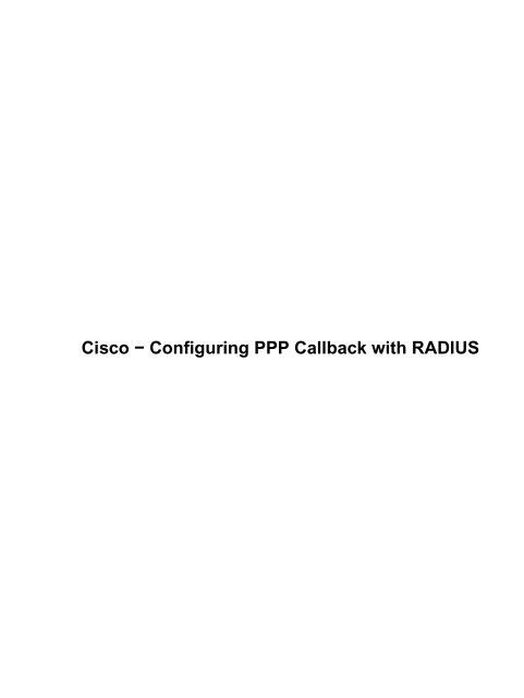 Cisco - Configuring PPP Callback with RADIUS