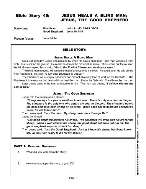 Jesus Heals a Blind Man - Bible Storytelling