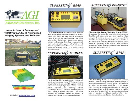 Advanced Geosciences, Inc (AGI) is a manufacturer ... - Alphageofisica