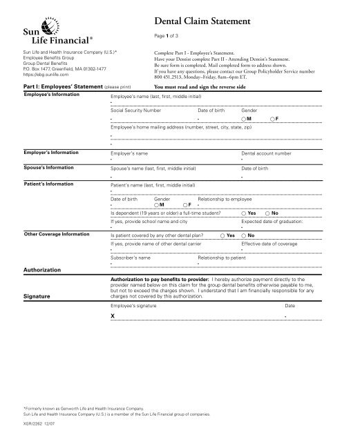 Dental Claim Statement