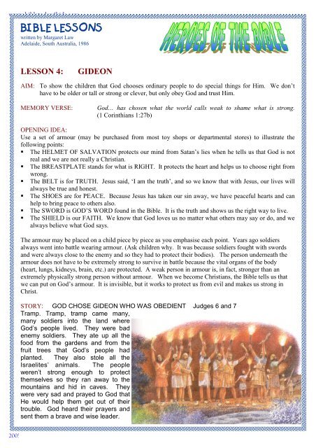 Lesson 4: Gideon - Free Bible Lessons - Home