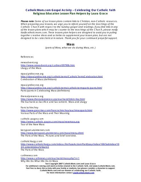 Mass lesson plan - CatholicMom.com